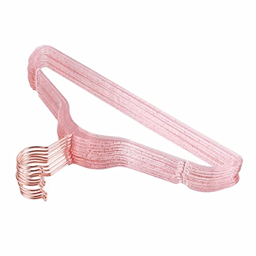 mumisuto Hangers,10Pcs Clothes Hangers 40cm Crystal Cut Hangers for Clothes,Heavy Duty Plastic Hanger Set Closet Wardrobe Hangers for Coat Jackets Pants Shirts T-Shirts Dresses (Pink)