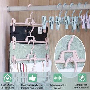 Hanger Space Saver 10 Pieces Plastic Pants Rack 360 Degree Swivel Hook, Adjustable Clips Non-Slip Durable Pants Rack, Only for Suits, Skirts, Pants, Clothes(Purple)