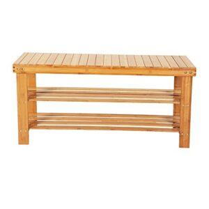 sazzle shoe rack bench shoe organizer 3-tier bamboo shoe storage shelf entryway bench stool wooden shoe rack for bathroom living room corridor hallway wood color