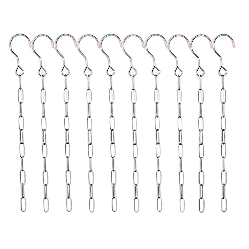 10 Pack Closet Organizer Clothes Hangers Space Saving, Stainless Steel Chain Clothes Hanger Organizer with 10 Slots,Vertical Space Saver Hangers for College Essentials Girls Bedroom