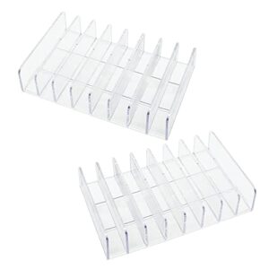 halyuhn 8 slot eyeshadow makeup palette organizer, acrylic desk organizer for sorting mail, bill money organizer for cash envelope, cash tray for cash stuffing, use in home&office - clear - 2 pack