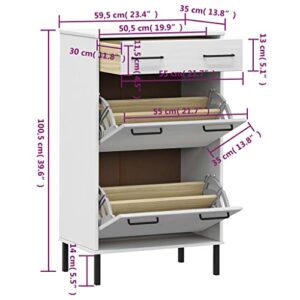 loibinfen Modern Entryway Shoe Rack with 2 Flip Drawers and 1 Drawer, Shoe Storage Cabinet with Metal Legs, Free Standing Shoe Organizer for Entryway, Living Room, 23.4"x13.8"x39.6" White (A)