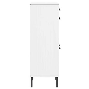 loibinfen Modern Entryway Shoe Rack with 2 Flip Drawers and 1 Drawer, Shoe Storage Cabinet with Metal Legs, Free Standing Shoe Organizer for Entryway, Living Room, 23.4"x13.8"x39.6" White (A)