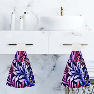 Kitchen Towel-Botanical Floral Hand Painting-Hand Towels Tie Towel Soft Microfiber Absorbent Washcloth Also for Bathroom Hand Sink Laundry Room RV Tabletop 2pcs