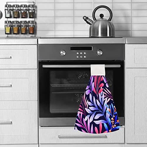 Kitchen Towel-Botanical Floral Hand Painting-Hand Towels Tie Towel Soft Microfiber Absorbent Washcloth Also for Bathroom Hand Sink Laundry Room RV Tabletop 2pcs