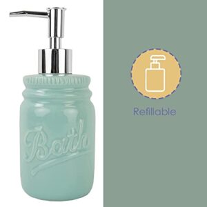 4-Piece Ceramic Mason Jar Bathroom Set (Mint), by Home Basics Beautiful and Contemporary Design Bathroom Accessory Sets Bath Accessories for Bathroom