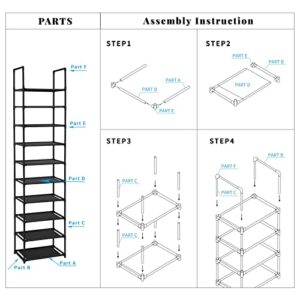 WINCANG 10 Tiers Shoe Rack,Durable and Sturdy Waterproof Non-Woven Fabric Tiers Vertical Shoe Rack,for Bedroom/ Entryway/Hallway/Closet -Saving Storage Organizer15-20 Pairs of Shoes