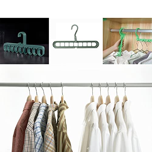 Space Saving Hangers,3 Pack Magic Hanger Space Saving,Closet Organizers and Storage,9 Slots Multifunctional Cascading Closet Organizers for Heavy Clothes, Shirts Pants Dresses Coat(Green)