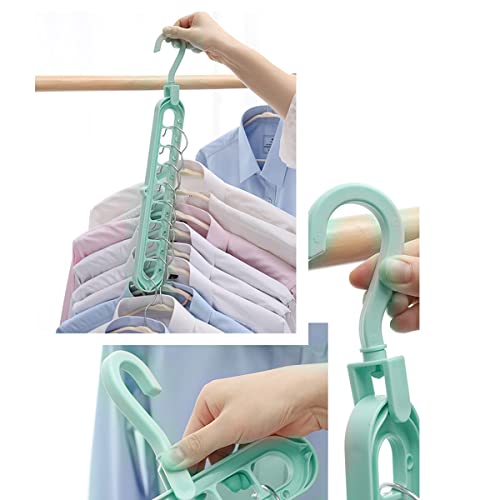 Space Saving Hangers,3 Pack Magic Hanger Space Saving,Closet Organizers and Storage,9 Slots Multifunctional Cascading Closet Organizers for Heavy Clothes, Shirts Pants Dresses Coat(Green)