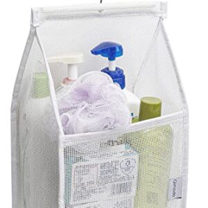 Qimodo Small Hanging Mesh Shower Caddy,Solid Bathroom Toiletry Organizer Bag with Rotatable Hanger (pure white)