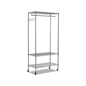 alera alegr364818sr wire shelving garment rack, coat rack, stand alone rack w/casters, silver