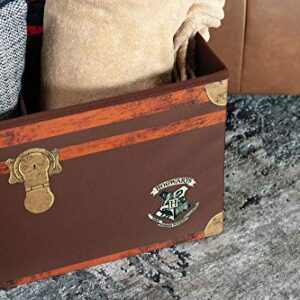 Harry Potter Hogwarts 24-Inch Foldable Storage Chest | Fabric Basket Container, Cube Organizer With Handles | Collapsible Brown Cubby Cube Closet Organizer