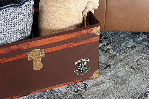 Harry Potter Hogwarts 24-Inch Foldable Storage Chest | Fabric Basket Container, Cube Organizer With Handles | Collapsible Brown Cubby Cube Closet Organizer