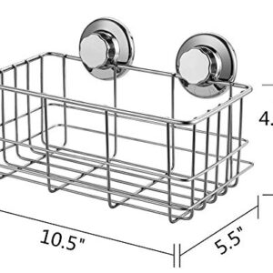 SANNO Suction Cup Shower Caddy Bath Wall Shelf, Deep Bathroom Basket Wall Shelf Double Suction Hooks