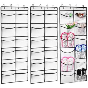 3 pieces over the door shoe organizer 12 large mesh pockets shoe holder for back of door closet door organizer hanging shoe rack for closet with 12 metal hooks for bedroom closet dorm, white