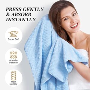 Sucedul Large Microfiber Hair Towel Wrap for Women, 41 x 27.5 Inch Super Absorbent Hair Drying Towel, Anti Frizz Fast Drying Hair Turbans for Long, Thick, Curly Hair Wrap Towels Blue