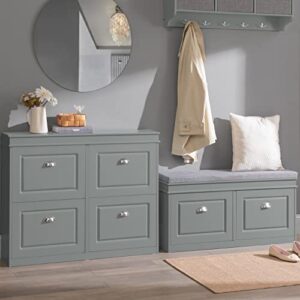 Haotian Grey Shoe Cabinet and Shoe Bench