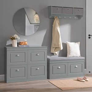 Haotian Grey Shoe Cabinet and Shoe Bench