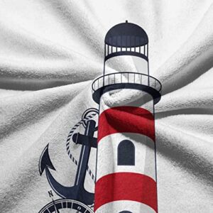 B TREE Nautical Theme Anchor Lighthouse Highly Absorbent Decorative Hand Towel Multipurpose for Bathroom Hotel Gym Spa Soft Fingertip Towels