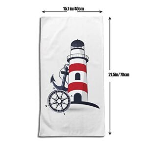 B TREE Nautical Theme Anchor Lighthouse Highly Absorbent Decorative Hand Towel Multipurpose for Bathroom Hotel Gym Spa Soft Fingertip Towels