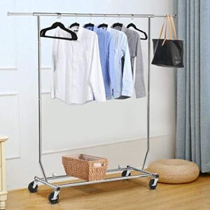 Yaheetech Double Rail Portable Clothing Garment Rack on Wheels, Collapsible/Extendable Rack Hanger Holder, Commercial Adjustable Rolling Clothes Rack 250lbs Capacity, Heavy Duty, Chrome