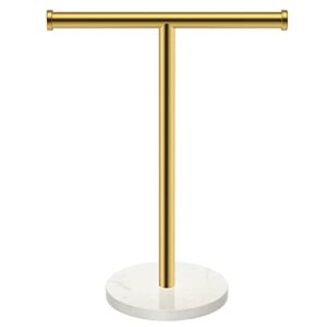 blemoacha towel rack,t shape freestanding towel racks for bathroom,organizer countertop hand towels stand,kitchen vanity marble plinth towel holder,304 stainless steel towel bar (ti gold)