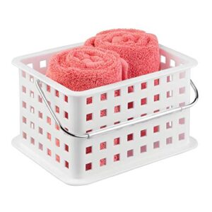 iDesign Spa Plastic Storage Shower Basket with Handle for Bathroom, Health, Cosmetics, Hair Supplies and Beauty Products, Small, White