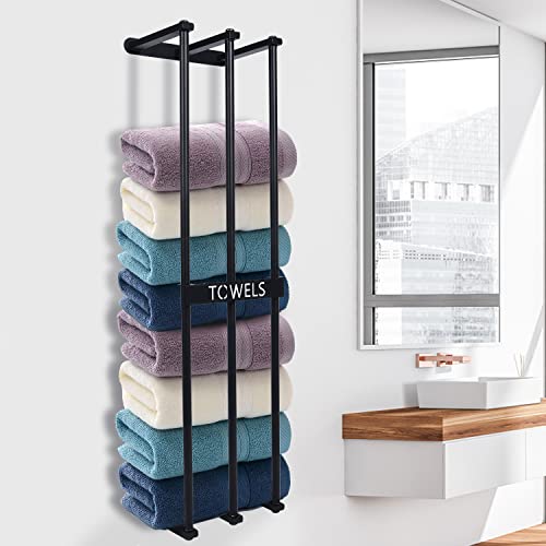 Wall Towel Rack for Rolled Bath Towels,New Upgrade 3 Bar Towel Racks for Bathroom Wall Mounted,Bath Towel Holder,Bathroom Organizer,Bathroom Towel Storage,Washcloths in Small Bathroom/RV/Camper