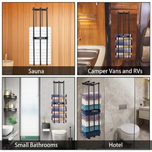 Wall Towel Rack for Rolled Bath Towels,New Upgrade 3 Bar Towel Racks for Bathroom Wall Mounted,Bath Towel Holder,Bathroom Organizer,Bathroom Towel Storage,Washcloths in Small Bathroom/RV/Camper