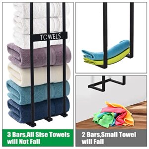 Wall Towel Rack for Rolled Bath Towels,New Upgrade 3 Bar Towel Racks for Bathroom Wall Mounted,Bath Towel Holder,Bathroom Organizer,Bathroom Towel Storage,Washcloths in Small Bathroom/RV/Camper