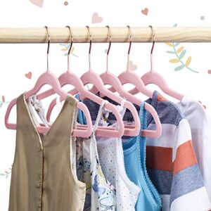 House Day Velvet Kids Hangers 60 Pack Blush Pink and Kids Clothes Hangers 60 Pack Light Blue, Premium Ultra Thin Cute Hangers for Childrens