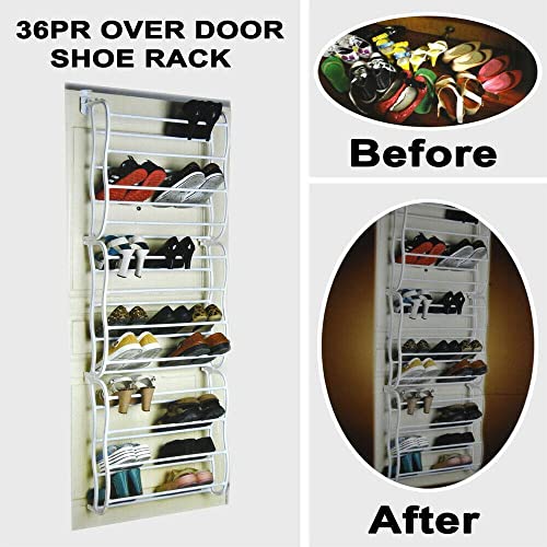 Over-The-Door 36 Pair Wall Hanging Shoe Rack Organizer Holder Closet Storage