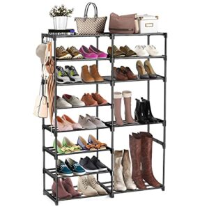 barsone 8 tiers shoe rack, durable metal boots shoe rack organizer, 26-30 pairs shoe rack for closet, free standing shoe rack for entryway hallway living room