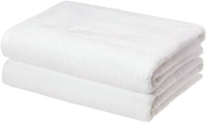 amazon basics quick-dry bath towels - 100% cotton, 2-pack, white