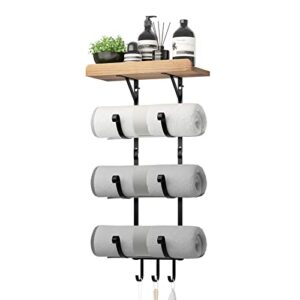 soduku towel rack wall mounted 3 tier modern decorative bathroom towel holder practical towel storage rack can hold 3 bath sheets for storage of bathroom towels yoga mat