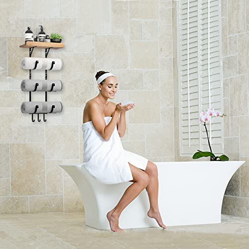 SODUKU Towel Rack Wall Mounted 3 Tier Modern Decorative Bathroom Towel Holder Practical Towel Storage Rack Can Hold 3 Bath Sheets for Storage of Bathroom Towels Yoga Mat