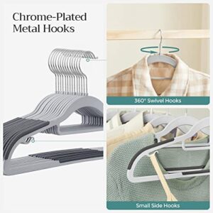 SONGMICS 50-Pack Coat Hangers and Set of 30 Shirt Hangers Bundle, Plastic Hangers, Non-Slip, Durable, Light and Dark Gray UCRF50G and UCRP20G30