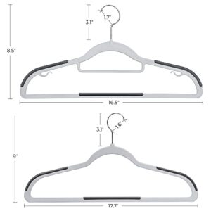 SONGMICS 50-Pack Coat Hangers and Set of 30 Shirt Hangers Bundle, Plastic Hangers, Non-Slip, Durable, Light and Dark Gray UCRF50G and UCRP20G30