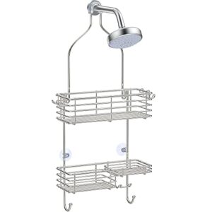 smartake hanging shower head caddy, rustproof bathroom shower shelf organizer, sus201 stainless steel over the shower storage rack, for toilet, bathroom and shower room, silver