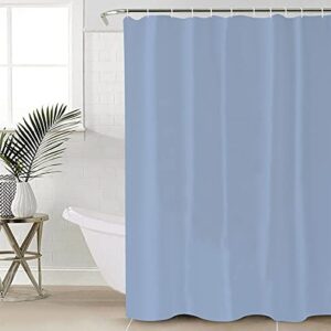 Solid Color Shower Curtain Set with Rugs and Hooks for Bathroom, 4PC Waterproof Fabric Bath Shower Curtain and Non-Slip Bathroom Mats, Light Blue Pattern