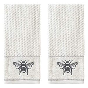 skl home farmhouse bee hand towel set, white