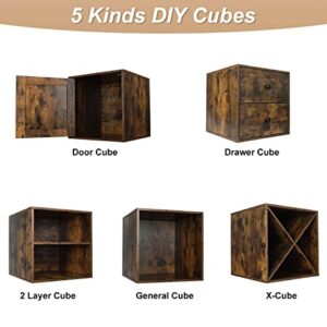 TQVAI DIY Cube Storage Organizer, Wooden Stackable Cubes Bin for Bedroom, Home and Office, 15.67W x 15.67D x 15.67H, General Cube