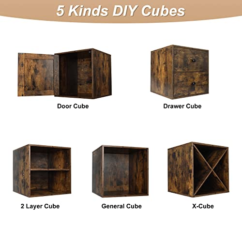 TQVAI DIY Cube Storage Organizer, Wooden Stackable Cubes Bin for Bedroom, Home and Office, 15.67W x 15.67D x 15.67H, General Cube