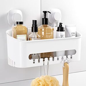 budget & good shower caddy suction cup no-drilling removable bathroom shower organizer suction shower storage heavy duty shower shelf basket organizer for bath shampoo conditioner - white