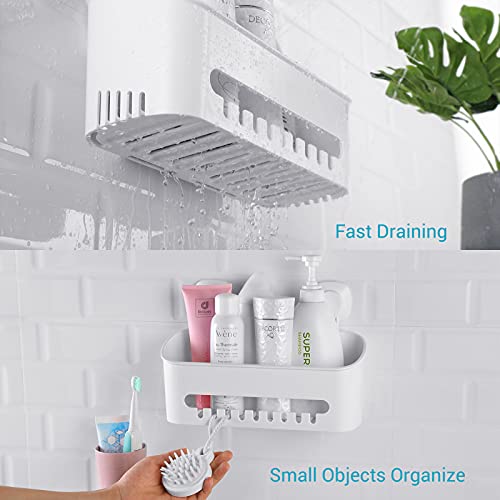 Budget & Good Shower Caddy Suction Cup No-Drilling Removable Bathroom Shower Organizer Suction Shower Storage Heavy Duty Shower Shelf Basket Organizer for Bath Shampoo Conditioner - White