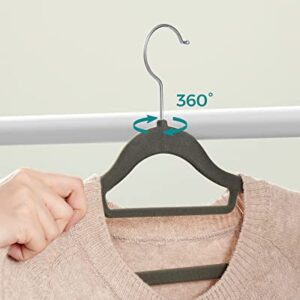 SONGMICS Velvet Hangers, 50 Pack, Ultra Thin Space Saving, Non-Slip Coat Hangers with Tie Organizer, 360 Degree Swivel Hook, Grey CRF50V