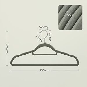 SONGMICS Velvet Hangers, 50 Pack, Ultra Thin Space Saving, Non-Slip Coat Hangers with Tie Organizer, 360 Degree Swivel Hook, Grey CRF50V