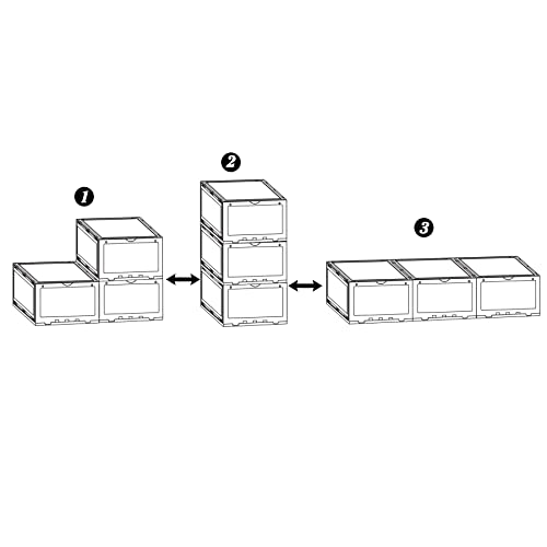 C&AHOME Clear Shoe Box, Clear Shoe Box Storage, Set of 3, Large Size Plastic Shoe Box with Magnetic Door, Shoe Organizer, Box Stackable for Display Sneakers, Fit Up to US Size 14'' Clear UCSBP03C