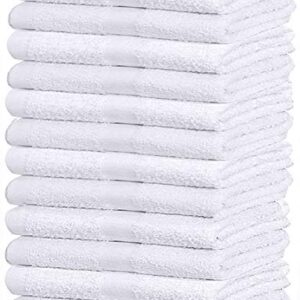 GOLD TEXTILES 12 Pack White Economy Cotton Blend 15x25 Inches Basic Hand Towels- Gym Towels (1 Dozen)