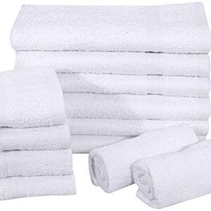 GOLD TEXTILES 12 Pack White Economy Cotton Blend 15x25 Inches Basic Hand Towels- Gym Towels (1 Dozen)